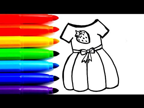 how to draw cute dress || girls dress drawing || coloring - YouTube