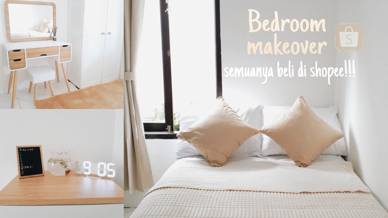 #1 ROOM MAKEOVER KAMAR TIDUR AESTHETIC | MINIMALIST ROOM TOUR | SHOPEE ...