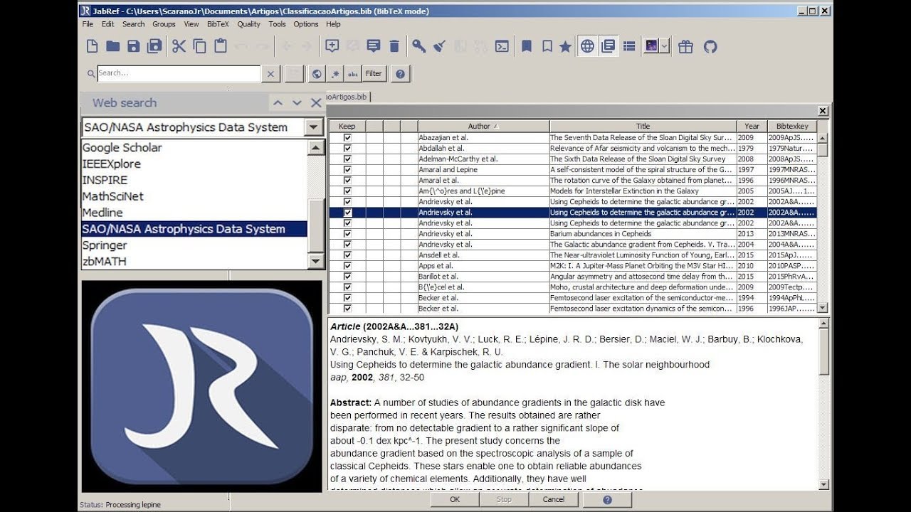 Gerenciando Referências Bibliográficas com o JabRef: o Recurso WebSearch - YouTube