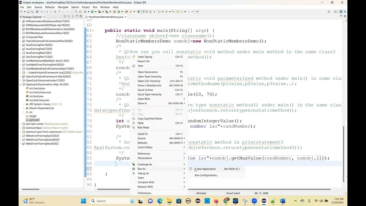 Corejava Calling Nonstatic Methods In Anothe Class Another Package May 18 2023 Youtube