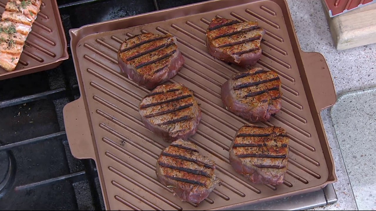 Copper Chef 12" x 12" Choice of Grill or Griddle with Glass Press on ...