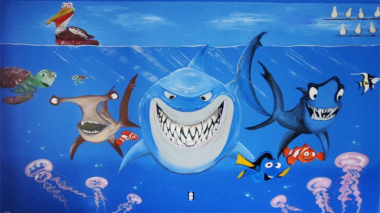 The first mural I painted Finding Nemo time-lapse - YouTube