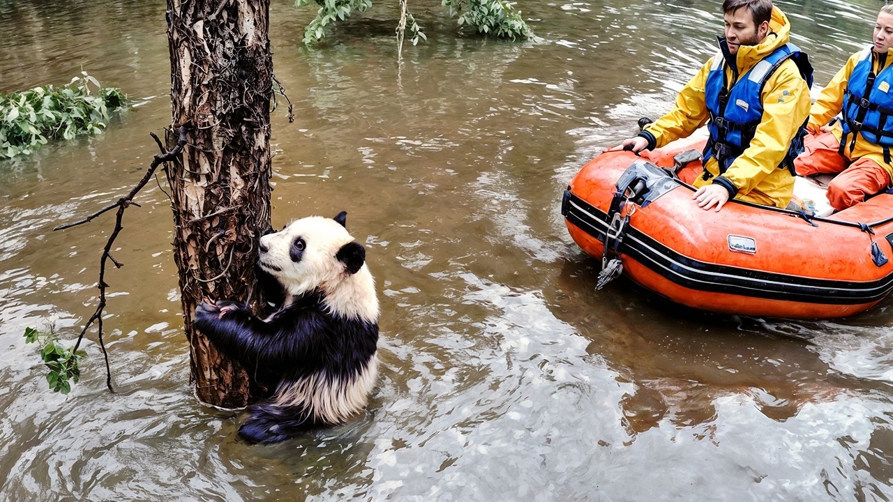 Baby Panda Trapped by the Flood - A Rescue That Touched Thousands - YouTube