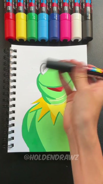 Drawing Kermit the Frog, with Posca Markers! (#shorts) Pt. 13 - YouTube