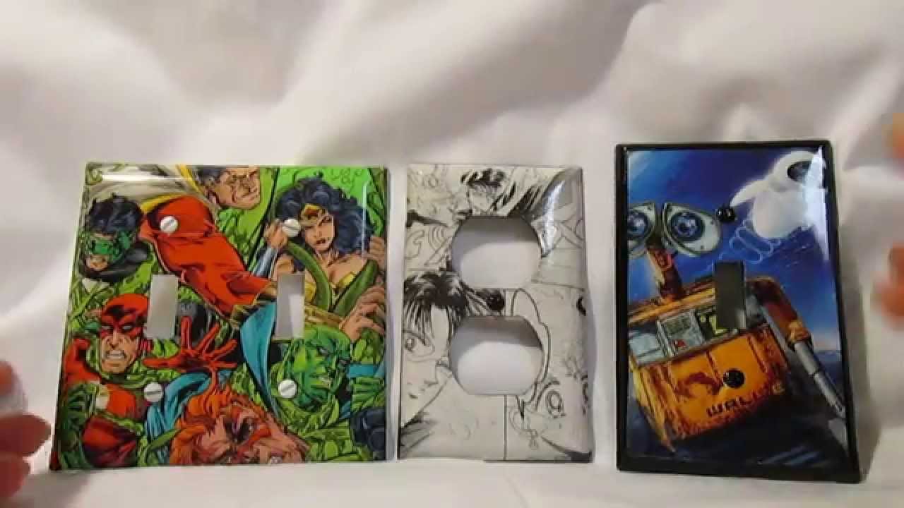 Wall plates made with Upcycled Comic Books. high glossed. no modge ...