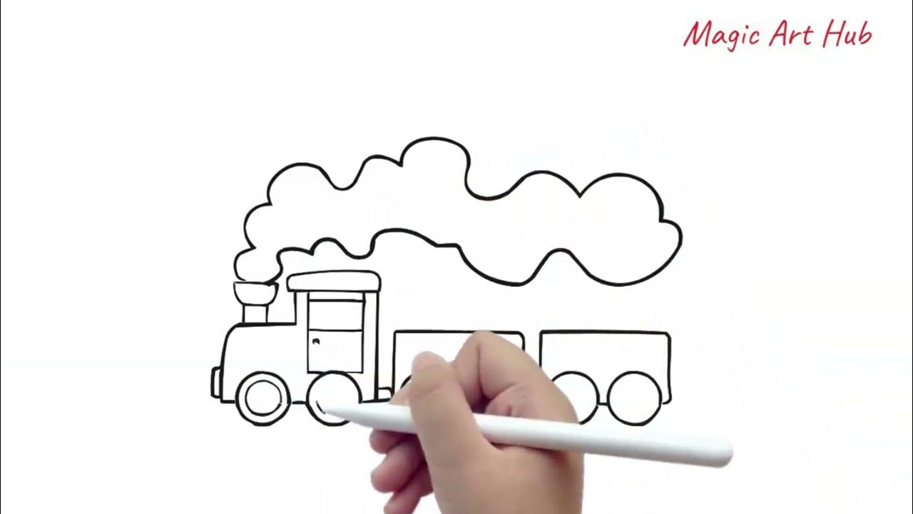 How To Draw A Simple Train - YouTube