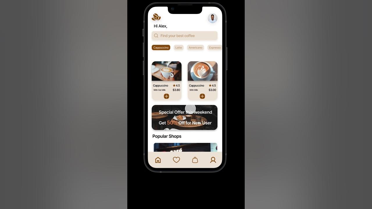 Coffee Shop UI Design | Mobile App Ui UX Design #shorts - YouTube