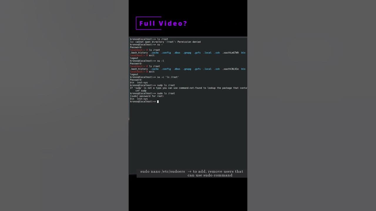 🐧 Linux CLI 19b 🐧 sudo command 🐧#linux #shell #cli #konsole #ubuntu #fedora #opensuse - YouTube