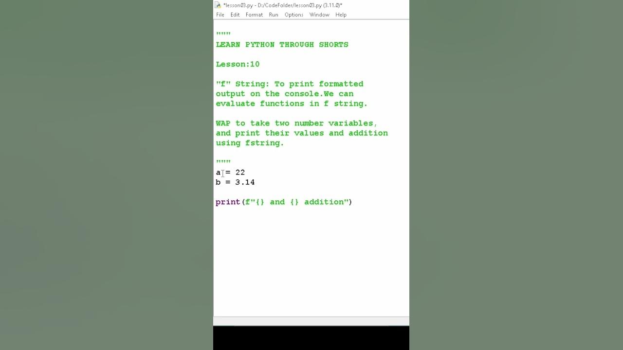 Fstring In Python Shorts Python Coding Pythontricks Pythonprogramming Pythonfullcourse