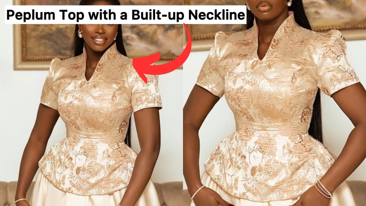 How to Cut and Sew a Built-up Neckline with a Peplum Top (beginners ...