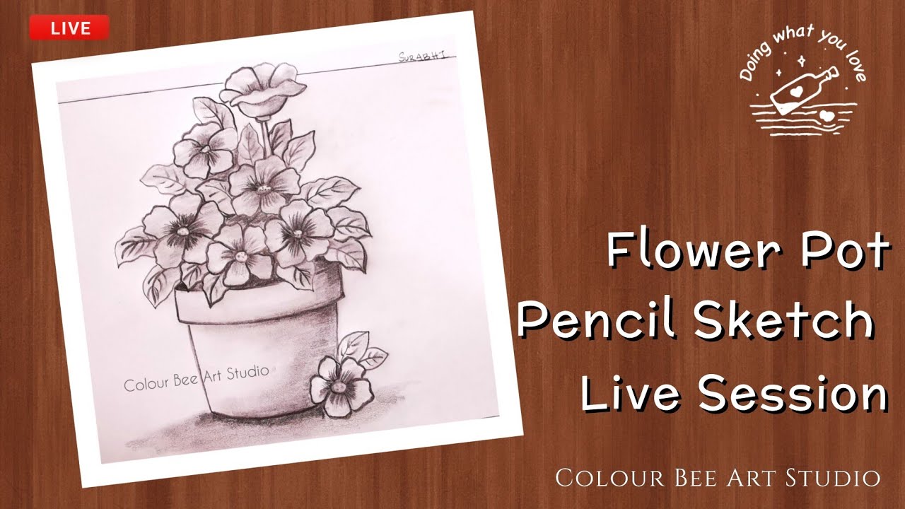 Pencil Sketching | Flower Pot Drawing For Kids | Introduction to Pencil ...