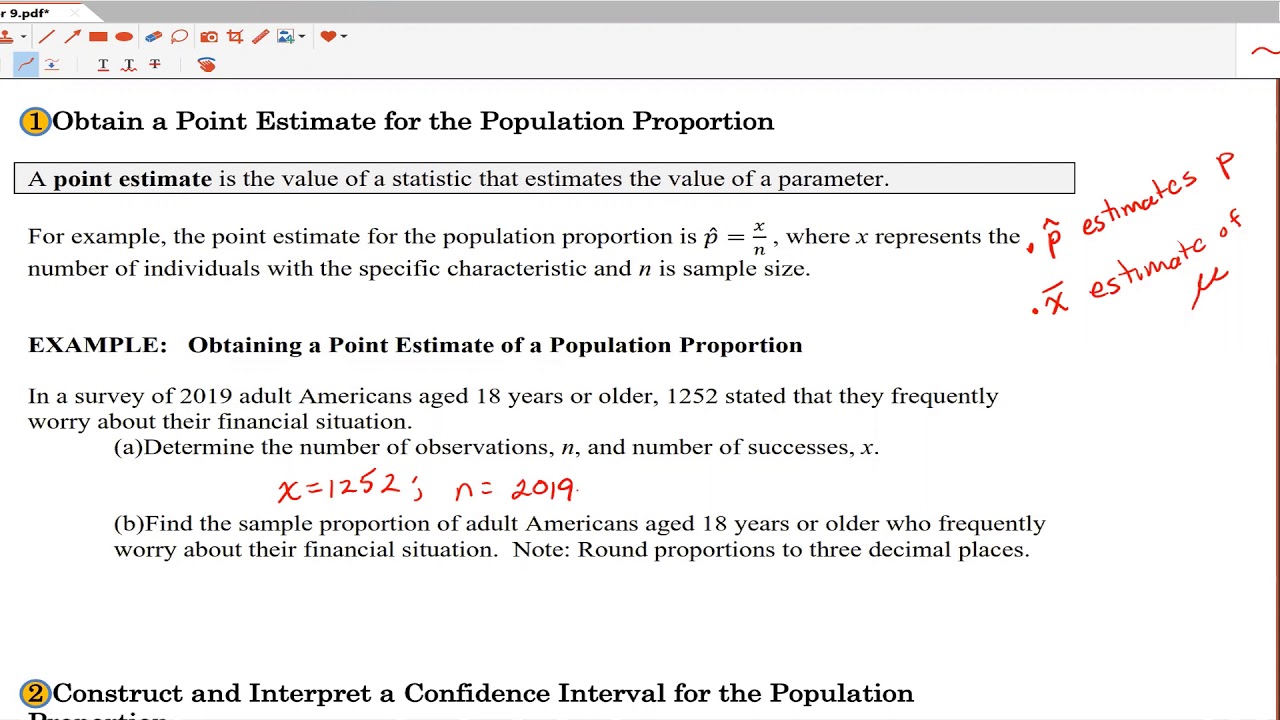 9 1 1 Point Estimate Proportion - YouTube