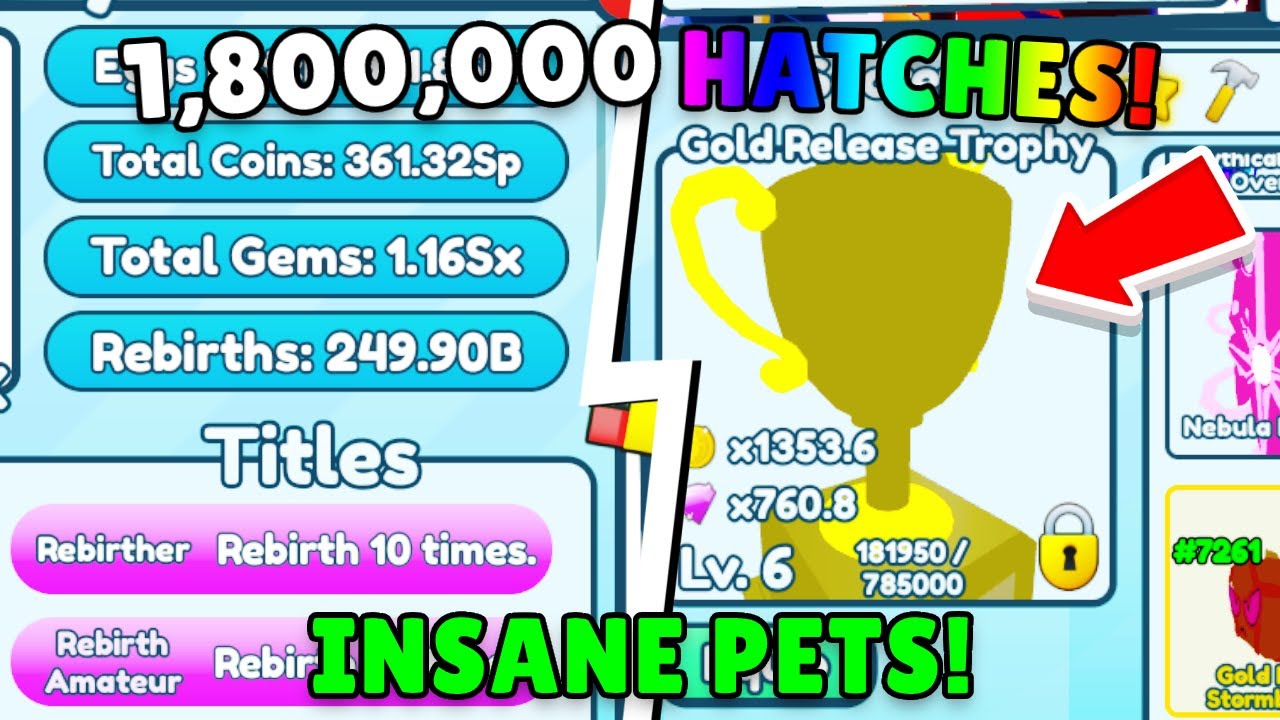 I Hatched 1.8M EGGS These Are My RAREST PETS In Roblox Free Hatchers ...