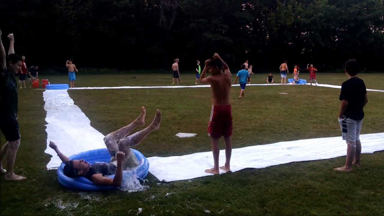 Camp Minsi - Slip'N'Slide Kickball - YouTube