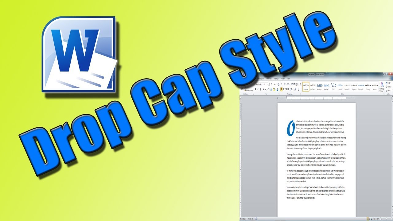 Use Drop Cap style in Word 2010 - YouTube
