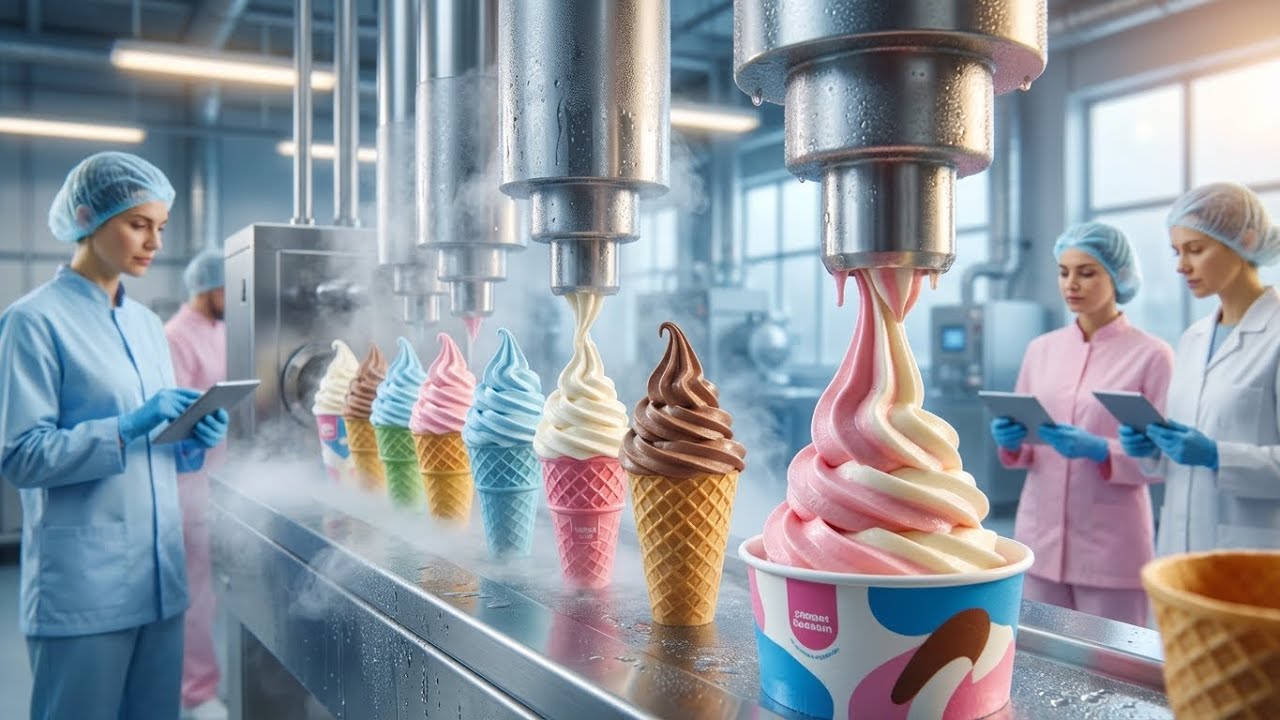 How Ice Cream Is Made in a High-Tech Factory (Complete Process) - YouTube
