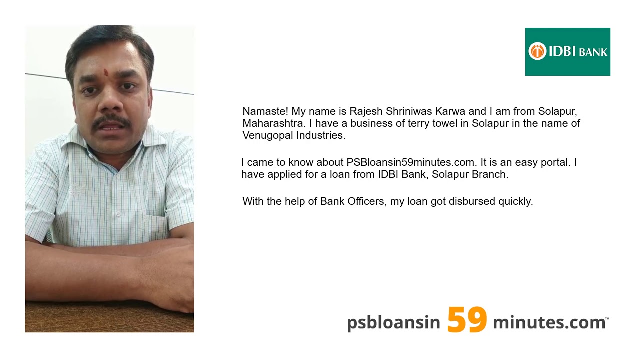 IDBI Bank - MSME Loan in 59 Minutes - Customer Testimonials #19 - YouTube