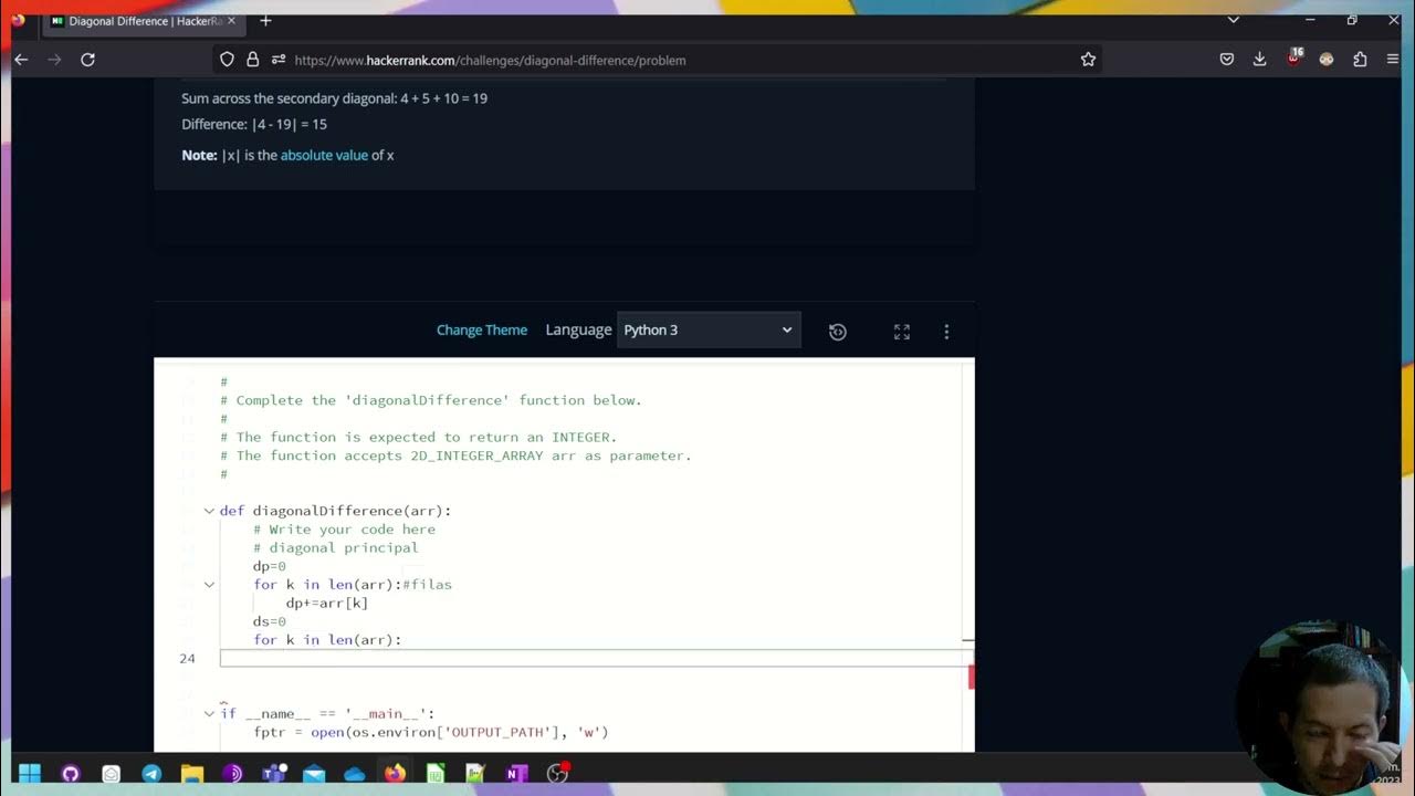 HackerRank Diagonal principal - Python - YouTube