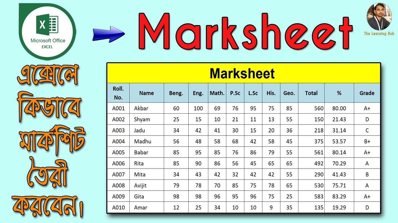 How To Make Marksheet In Microsoft Office Excel In Bengali Marksheet how-to-make-marksheet-in-microsoft-office-excel-in-bengali-marksheet