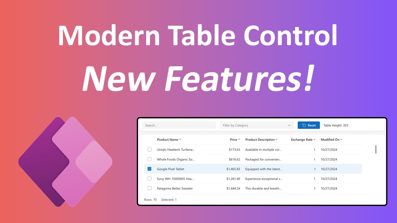 Power Apps Modern Table Control - New Features for October 2024! - YouTube