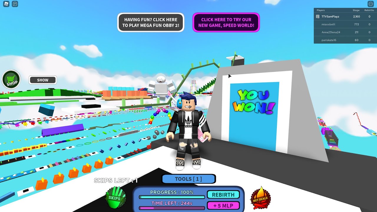 MEGA FUN OBBY WALKING PAST THE FINISH LINE! - YouTube