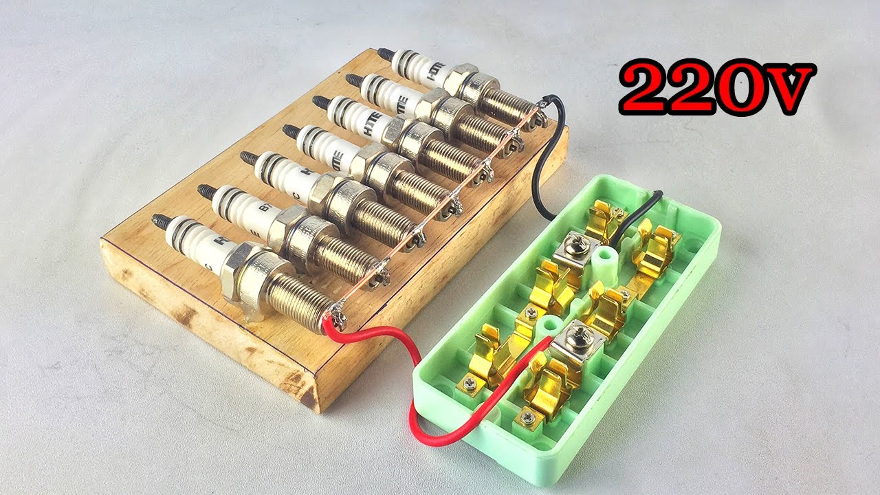 New Science project Free Energy Generator Using 7 Spark Plug - YouTube