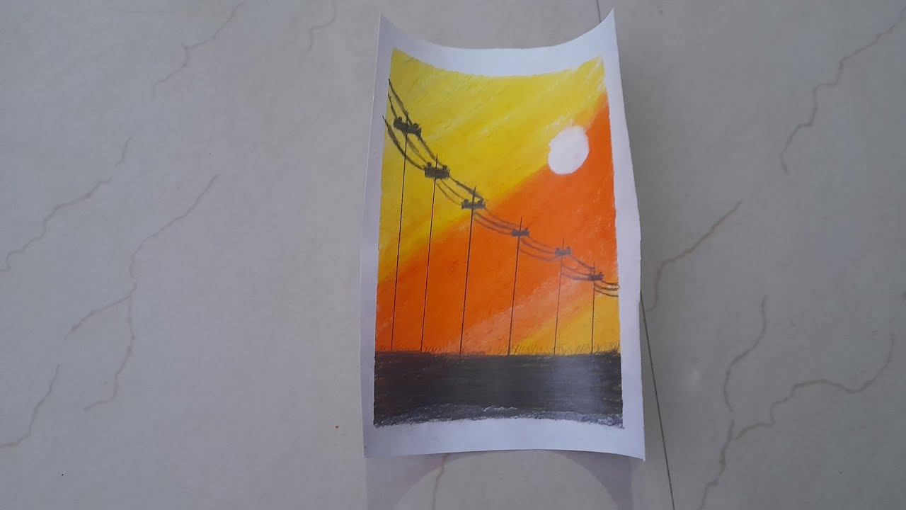 How to draw Easy Electric Poles. Easy Way to draw. with Oil Pastel ...