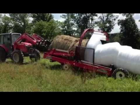Eden Shale Farm: Wrapping Sudan Grass Hay - YouTube