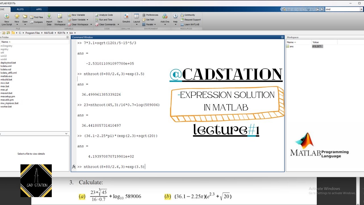 how To Solve Expression In MATLAB matlab Lecture 01 YouTube how To Solve Expression In MATLAB matlab Lecture 01 YouTube