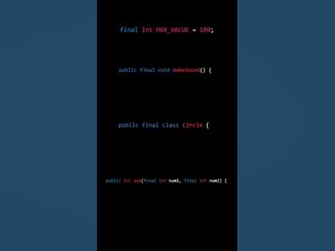 What is the use of the final keyword in java? - YouTube