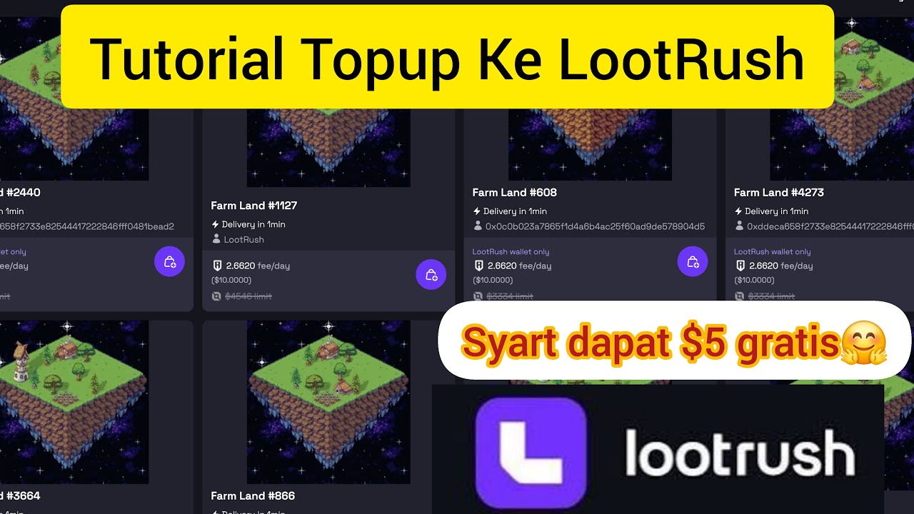 Tutorial Topup Ke LootRush | Pinjam Land Pixels| - YouTube