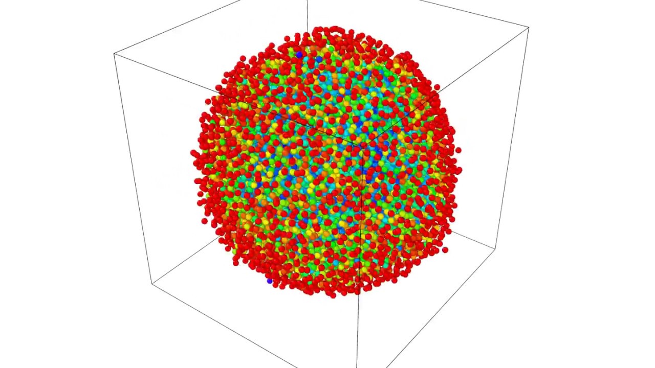 MD simulation - Melting and Crystallization of nanoparticle - YouTube