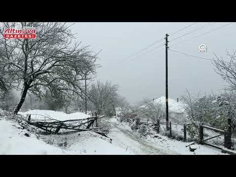 Alaçam'ın Kızlan Yaylası'nda kar etkili oldu