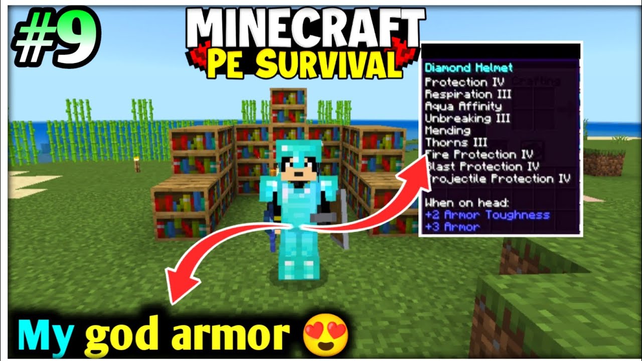 I made my god armor in minecraft pe survival ||minecraft pe survival ...