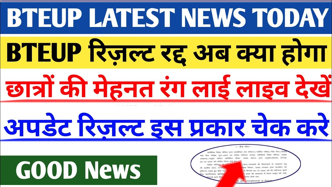 Bteup रिज़ल्ट हुआ रद्द | BTEUP Latest News Today | BTEUP Latest News ...