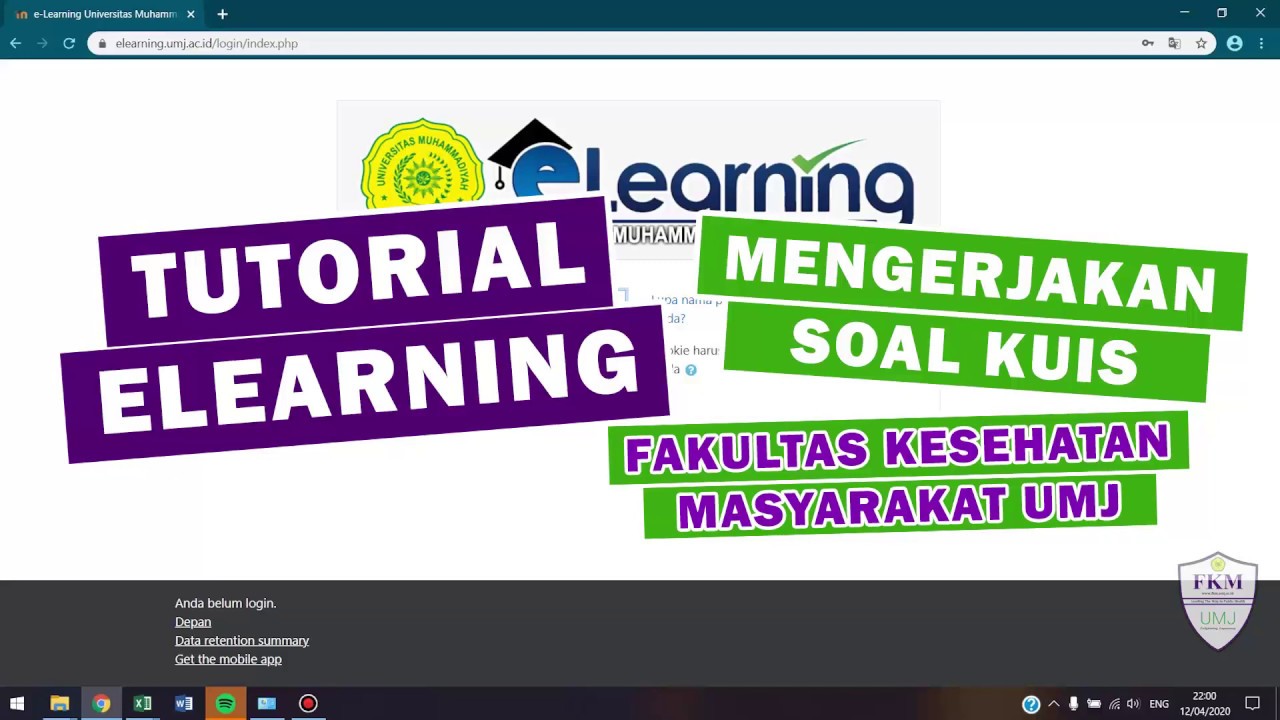 1. TUTORIAL MENGERJAKAN KUIS UTS/UAS di WEBSITE E-LEARNING FKM UMJ (MOODLE) - YouTube