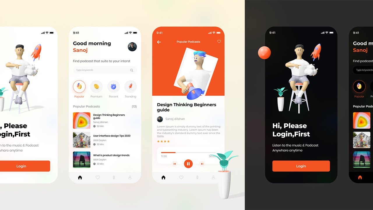 Podcast App UI design using Figma (App UIUX Design | speed art) - YouTube