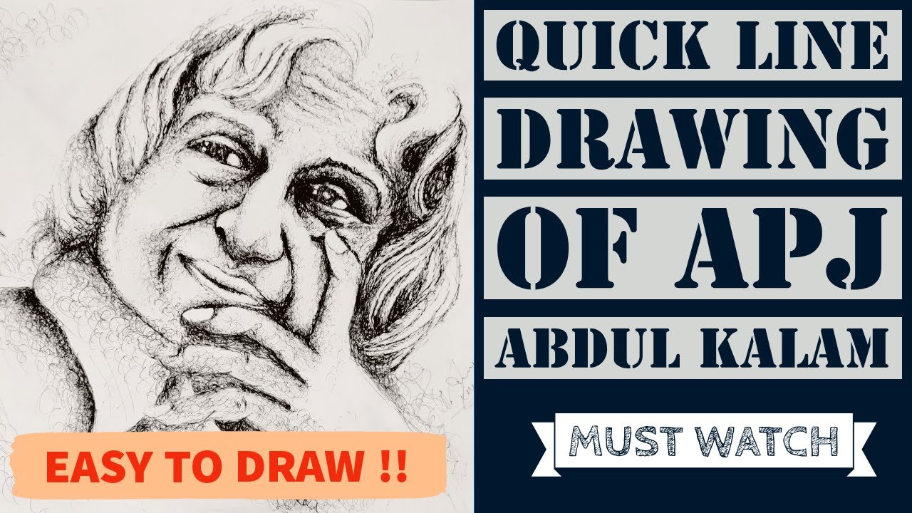Line Drawing of APJ Abdul Kalam | Trending and Arty | how to draw QUICK ...