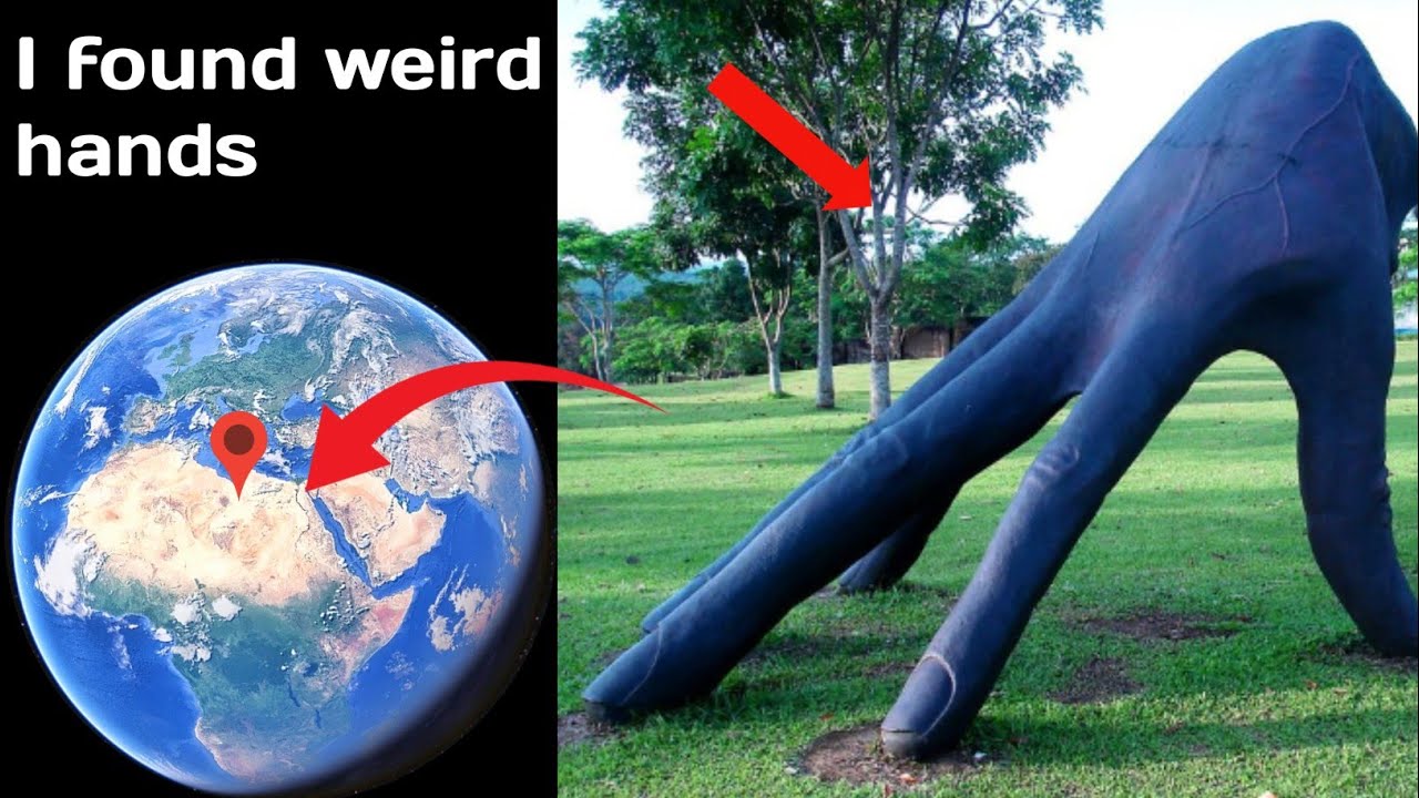 I found weird hands sculpture on google earth and map - YouTube