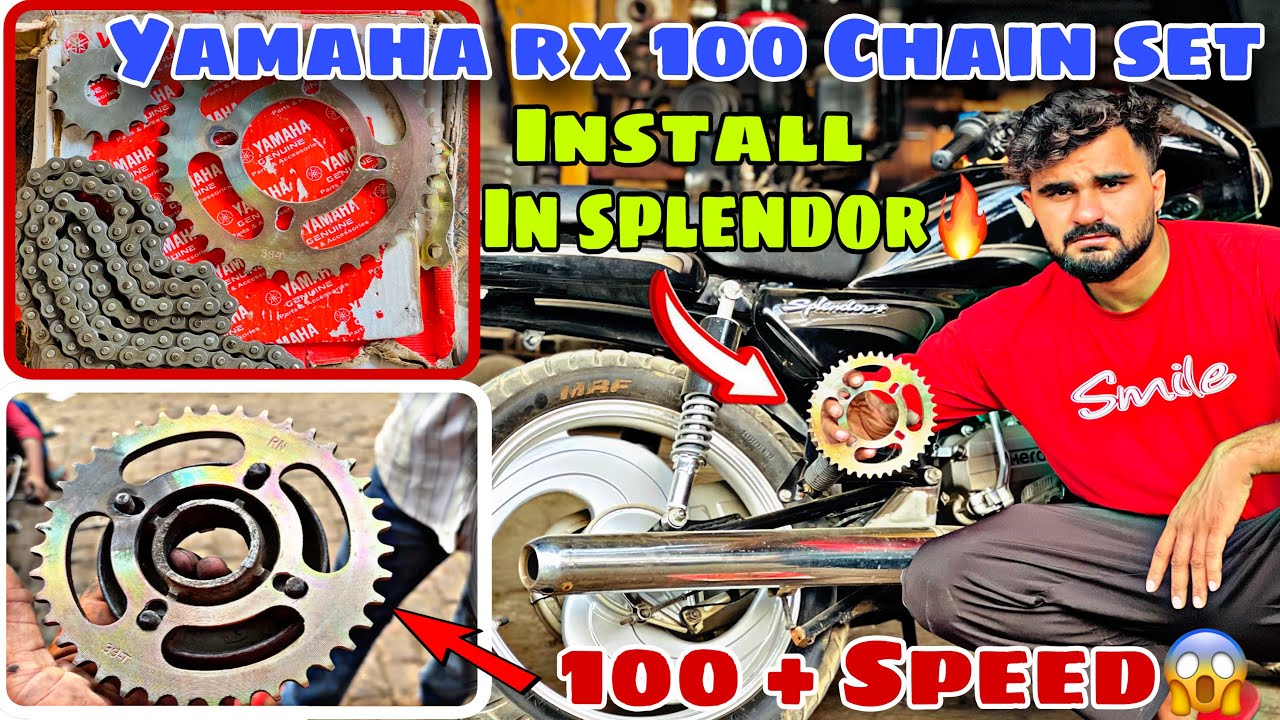 Splendor Modified🔥|| Yamaha Rx 100 Chain Set Install In Splendor😱 ...