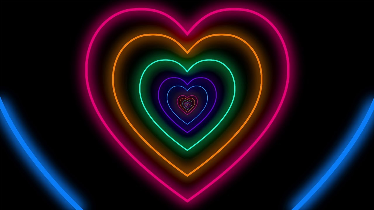 Neon Heart Tunnel Loop Animation ♡ ║ Colorful abstract backgrounds ...