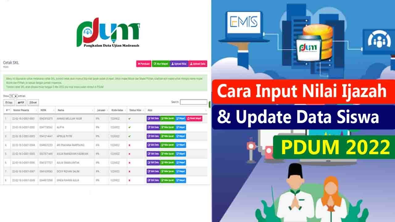 Cara Input Nilai Ijazah dan Update Data Siswa di PDUM - YouTube