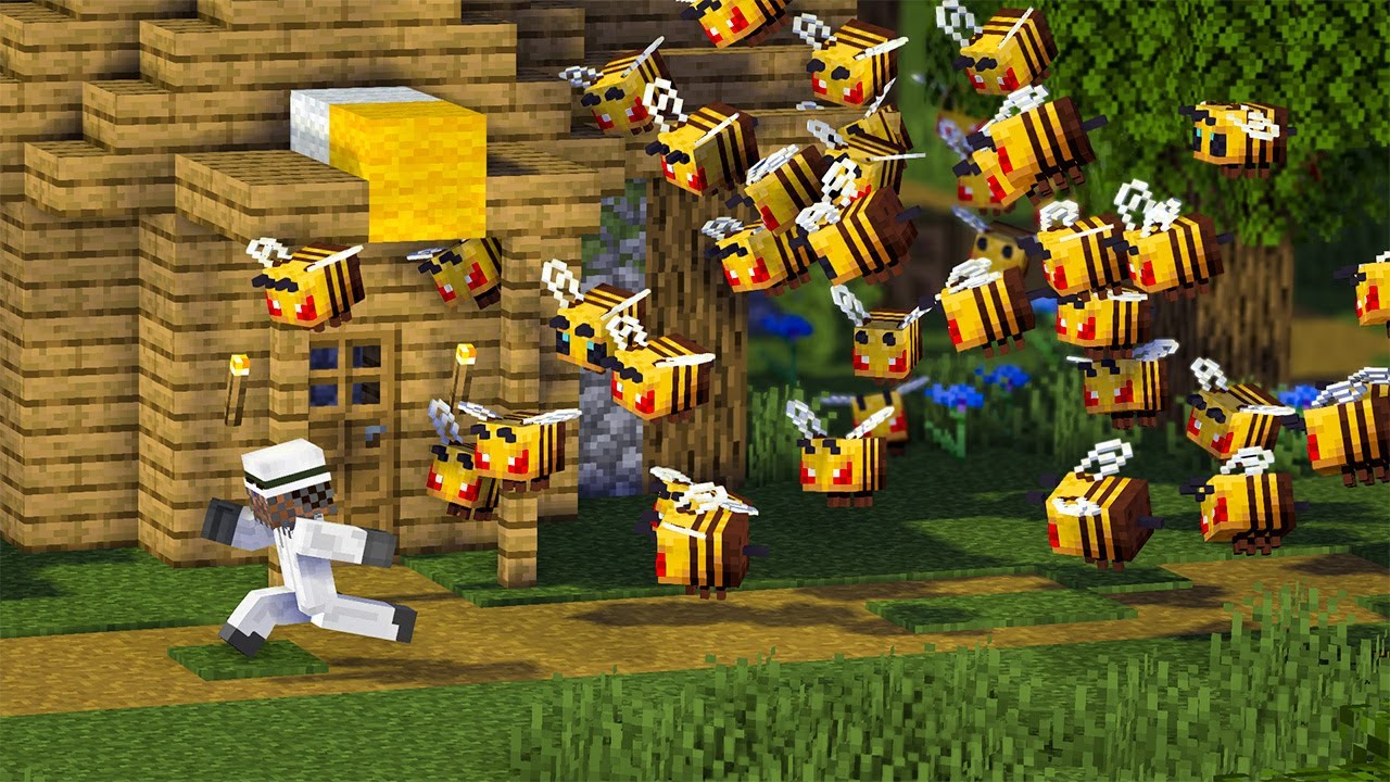 🐝 Minecraft 1.15 - THE TOWN of 10,000 BEES!!! (Comedy Skit) - YouTube