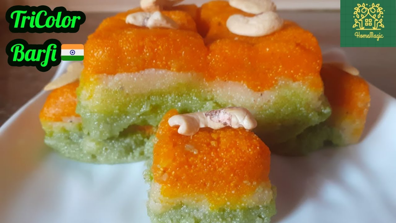 Tricolor Barfi 😋| जीभ कभी नहीं कहेगा काफी जब खाओगे ऐसी सूजी की बर्फी ...