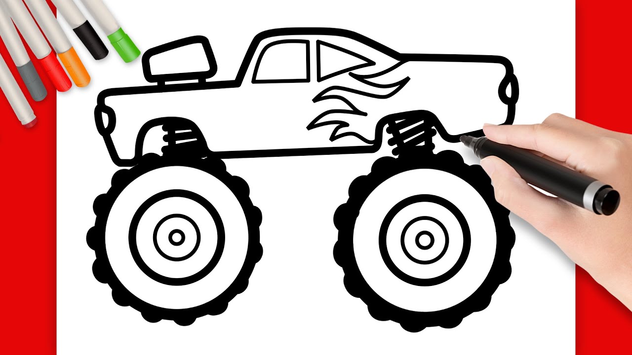 HOW TO DRAW A MONSTRER TRUCK - DRAWING AND COLORING TRUCK - YouTube