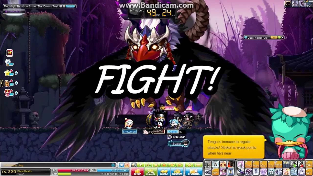 MapleStory - Fighting Tengu - Mushroom Shrine Tales - YouTube