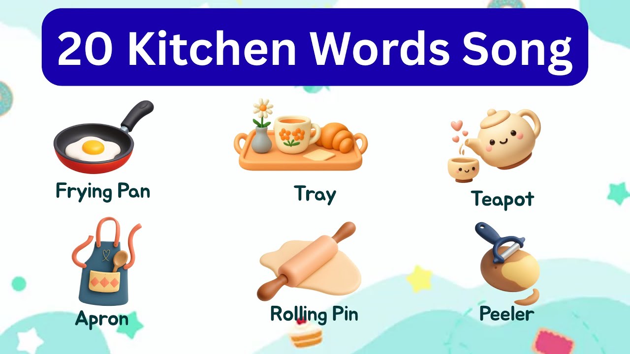 Learn English Vocabulary for Kids : 20 Kitchen Words | Learn English ...