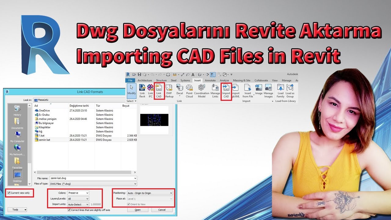 Dwg Dosyalarını Revite Aktarma - Importing CAD Files in Revit - YouTube