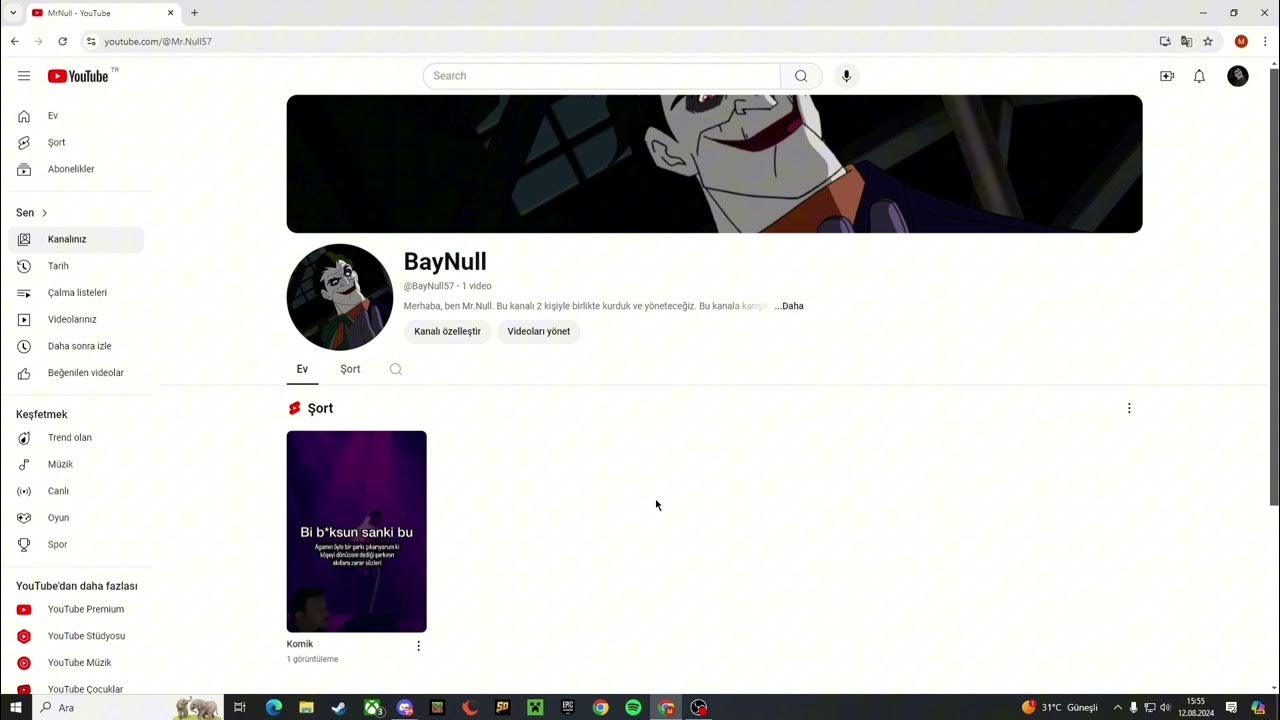 Kanalın Ilk Ve Tanıtım Videosu Youtube