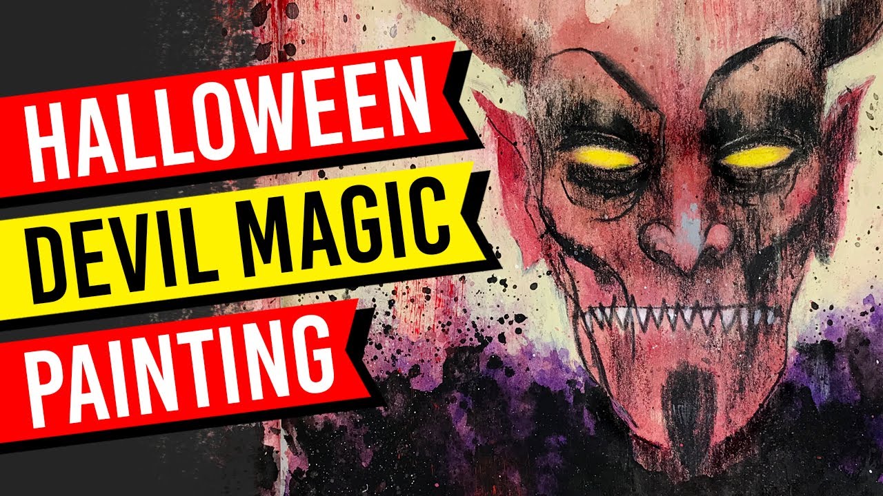 Halloween DEVIL Painting Magic (Mixed Media) Dark Art Ideas & Art ...